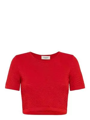 LANEUS Knit Cropped T-shirt - Red