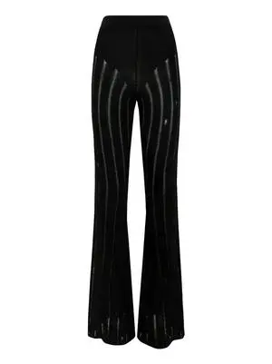 LANEUS Knitted Flared Trousers - Black