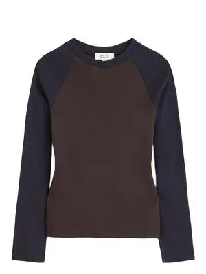 Cos Contrast-sleeve T-shirt - Navy
