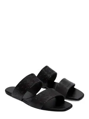 Loulou De Saison Jako Textured Strap Flat Sandals - Black