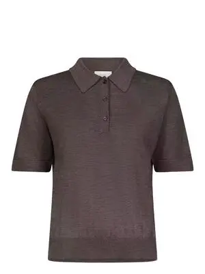 Loulou De Saison Migo Button Ribbed Polo Shirt - Brown