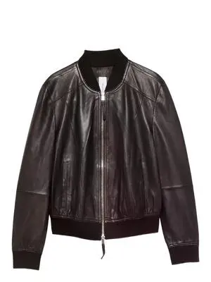 BULLY Panelled Lambskin Jacket - Brown