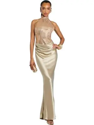 Retrofete Vanya Embellished Gown - Latte