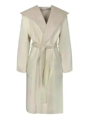 P.a.r.o.s.h Hooded Belted Wool Coat - Neutrals