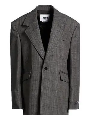 MSGM Virgin Wool Single-breasted Blazer - Grey