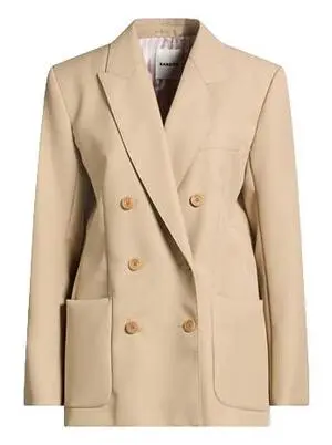 Sandro Double-breasted Wool Blend Blazer - Beige