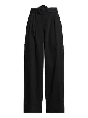 Farm Rio Twill Wide-leg Pleated Pants With Belt - Black
