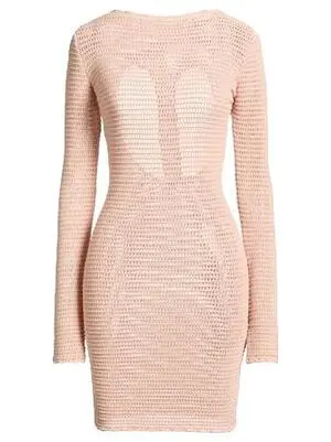 Elisabetta Franchi Mini Crochet-knit Dress - Blush