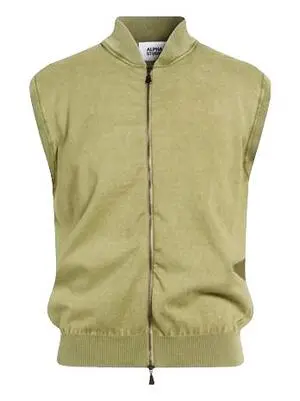 Alpha Studio Cardigan In Cotton - Green