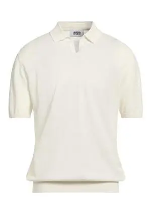 Alpha Studio Cotton V-neck Sweater - White