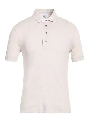 Alpha Studio Man Polo Shirt Light Grey Size 38 Linen, Elastane Light Grey