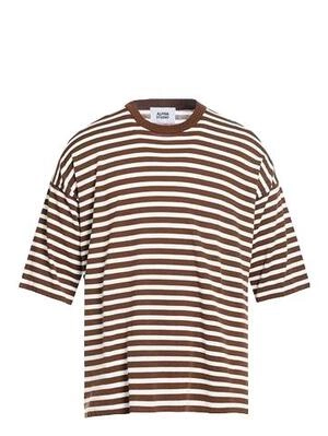 Alpha Studio Striped Intarsia Knit Cotton Sweater - Chocolate Brown
