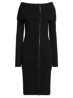 TOD'S Midi Length Cashmere And Merino Wool Bodycon Sweater Dress - Black