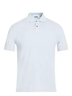 Alpha Studio Man Polo Shirt Sky Blue Size 40 Cotton Sky Blue