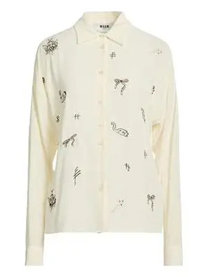 MSGM Crepe Shirt With Appliqués - White
