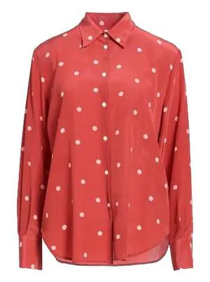 Massimo Alba Silk Polka Dot Shirt - Brick