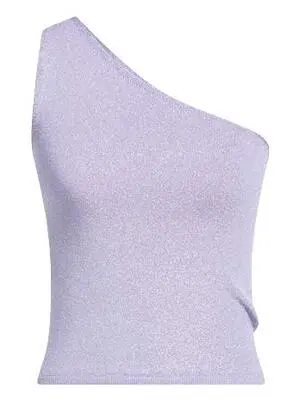 Maje One-shoulder Metallic Jersey Top - Purple