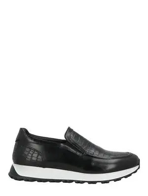 GIOVANNI CONTI Calfskin Crocodile-print Sneakers - Black