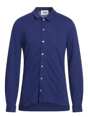 Alpha Studio Man Shirt Bright Blue Size 40 Cotton, Elastane Bright Blue