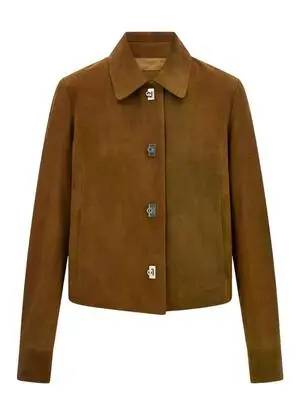 FERRAGAMO Boxy Nubuck Jacket - Brown