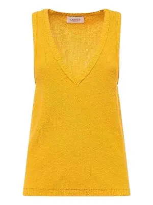 LANEUS V-Neck Knitted Sleeveless Yellow
