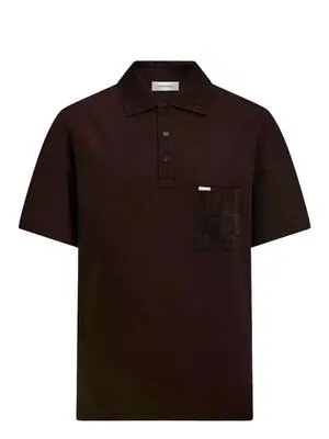 FERRAGAMO V-neck Polo With Jacquard Pocket Detail - Brown