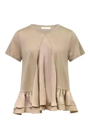CLUB21 Ruffled Knit T-shirt - Neutrals