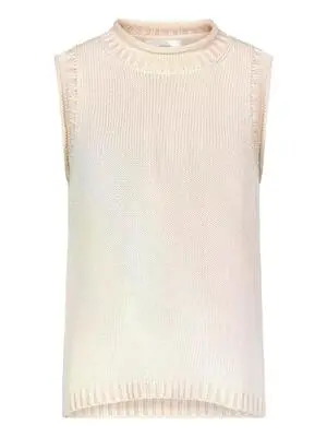 Loulou De Saison Effy Ribbed Collar Sleeveless Top - Neutrals