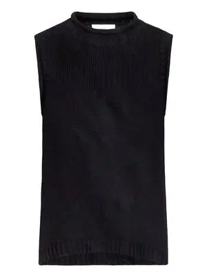 Loulou De Saison Effy Rolled Collar Ribbed Vest - Black