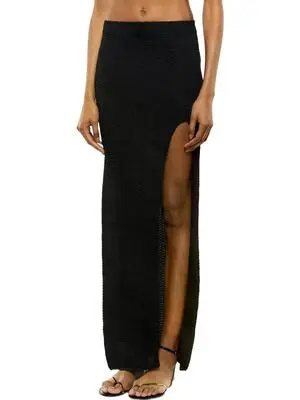 LANEUS Knit Maxi Skirt - Black
