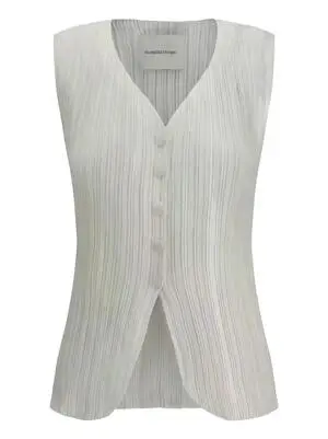 GONGDID DESIGN Buttoned Pleated Gilet - White