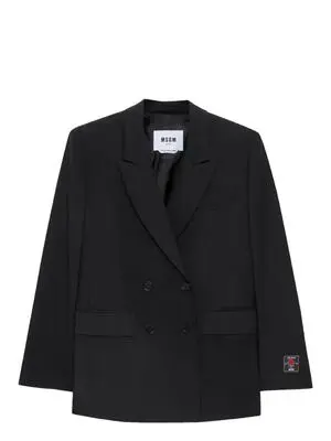 MSGM Double-breasted Patch Blazer - Black