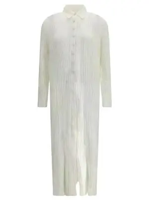 GONGDID DESIGN Pleated Buttoned Maxi Dress - White