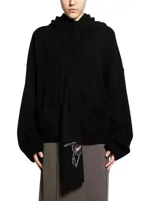 ZIGGY CHEN Scarf Cardigan - Black