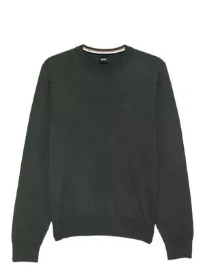 BOSS Knitted Sweater With Stripe Trim - Green