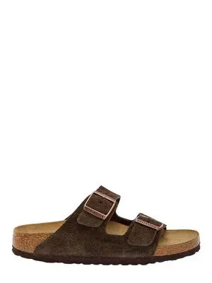 BIRKENSTOCK Arizona Suede Sliders - Brown