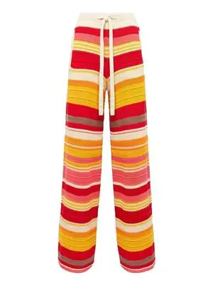 LANEUS Striped Drawstring Trousers - Red