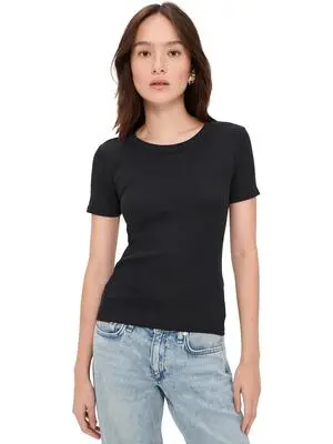 Rag & Bone Essential Rib Crew Neck Tee - Black