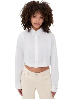 Helmut Lang Cropped Gathered Shirt - White