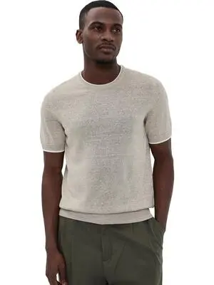 Fedeli Argentina Irlanda Cotton Linen Roundneck Tee - Beige