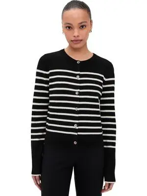 LA LIGNE Striped Cashmere Cardigan - Black/cream