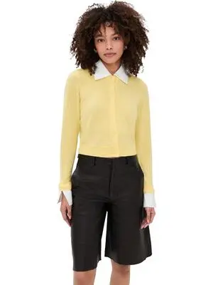 Alice + Olivia Dollie Collared Cardigan - Butter