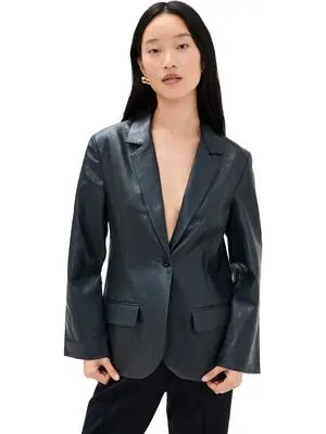 Baum Und Pferdgarten Benette Faux Leather Blazer - Dark Navy