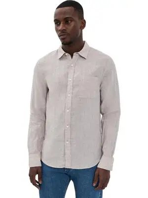 Vince Classic Fit Long Sleeve Shirt - Teak/optic White