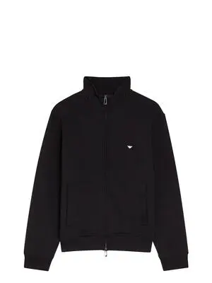 Emporio Armani Logo-embroidered Jersey Sweatshirt - Black
