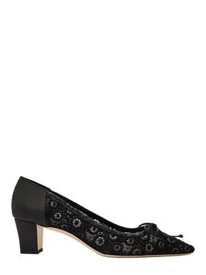 Manolo Blahnik Martebal 50 Lace And Satin Pumps - Black