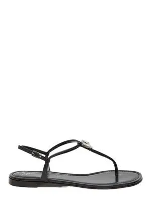 GIUSEPPE ZANOTTI Crystal-embellished Leather Sandals - Black