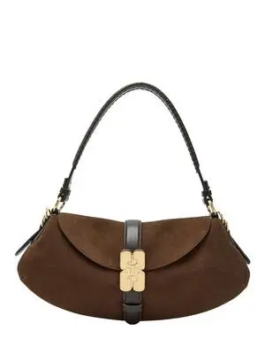 GANNI Kat Suede Shoulder Bag - Brown