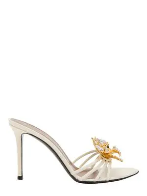 GIUSEPPE ZANOTTI Orchid 90 Crystal-embellished Leather Sandals - White