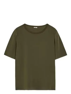 JOSEPH Rubin Silk T-Shirt Dark Green